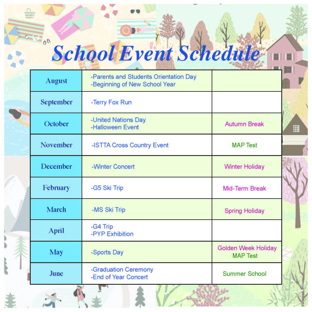Event Schedule | Yoyogi International School